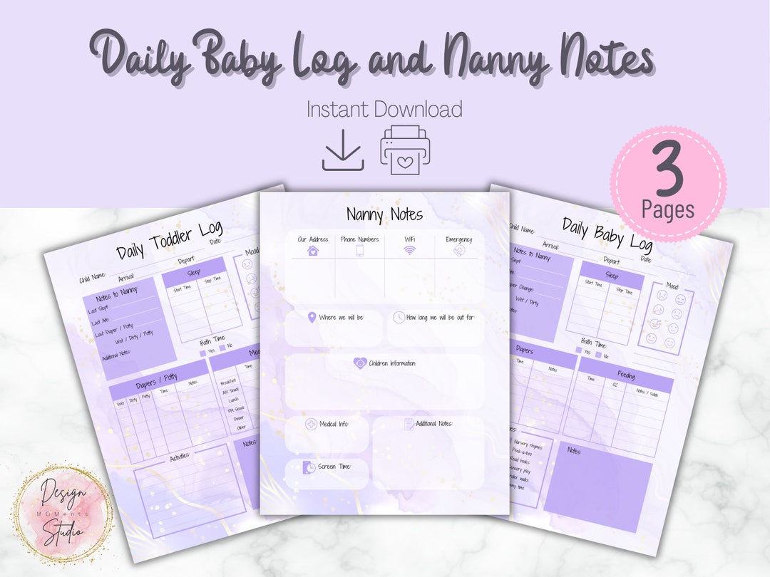 Nanny Notes for Nanny Binder Babysitter Notes Nanny Schedule and Baby ...