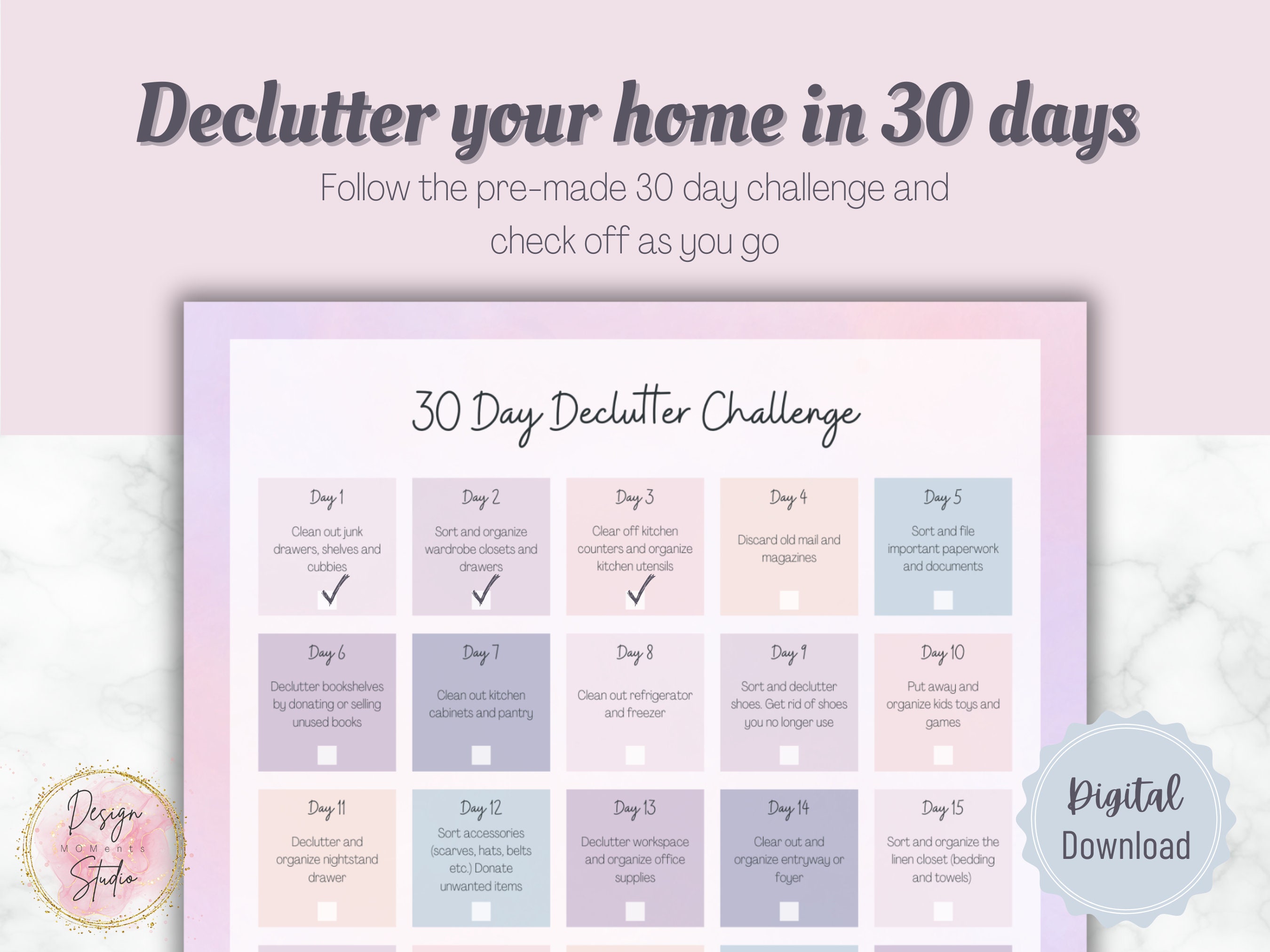 Declutter Challenge Printable for Your House Cleaning Planner Schedule ...