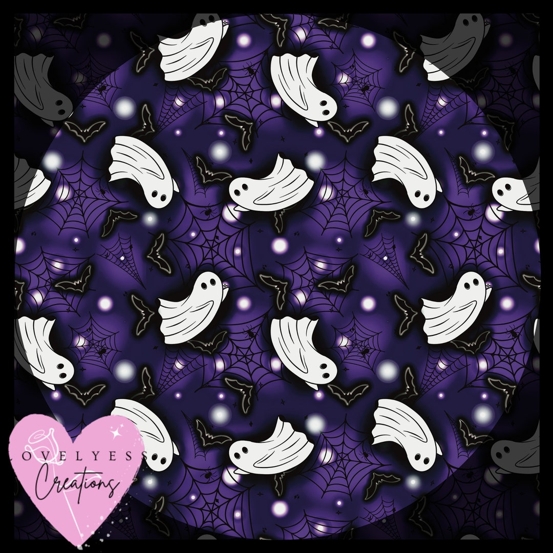 Flying Ghosts Seamless Pattern, Orbits, Bats Digital File, Spooky ...