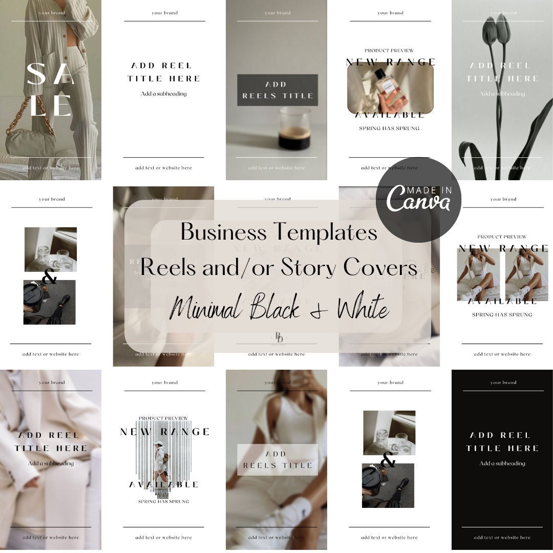 Reels Template for Businesses Minimal Black& White Modern Templates - Etsy