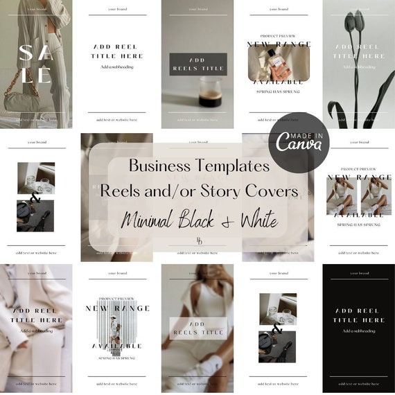 Reels Template for Businesses Minimal Black& White Modern | Etsy