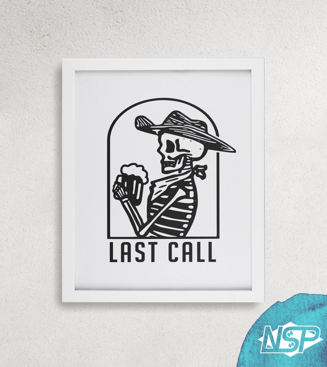 Skeleton Cowboy Print, Western Gothic Bar Sign, Goth Decor for Home Bar ...