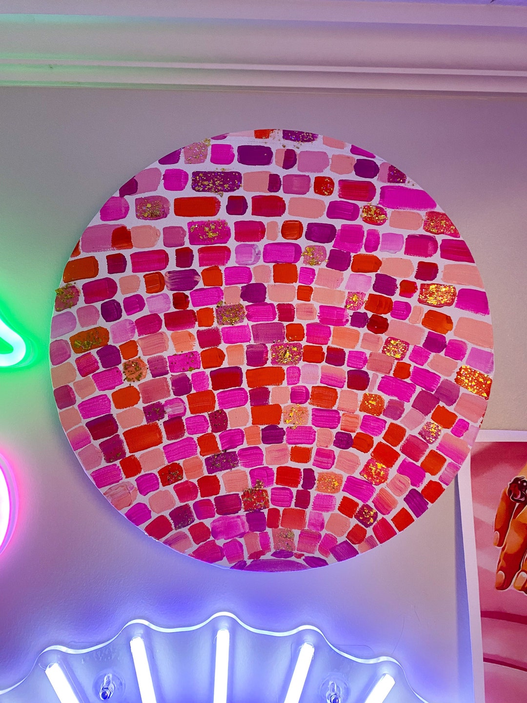 Disco Ball Preppy Artwork - Etsy