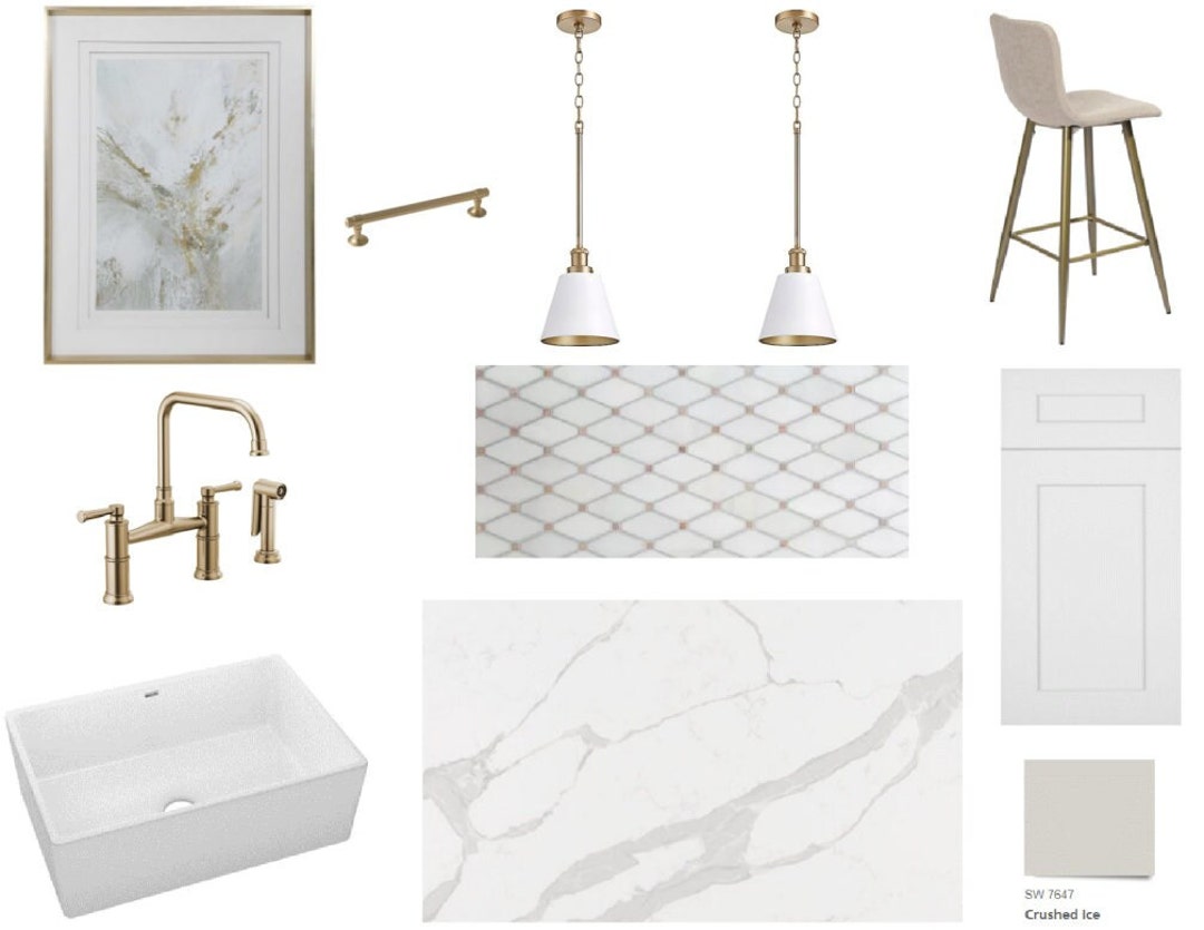 Kitchen Finishes and Fixtures White and Gold - Interior Kitchen Package ...