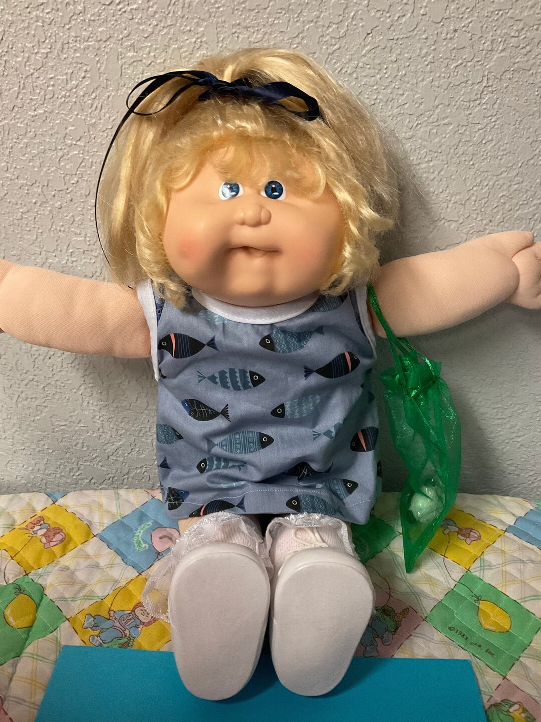 RARE Vintage Cabbage Patch Kid Girl Blonde Cornsilk Single Pony Blue Eyes P Factory 1987 ...