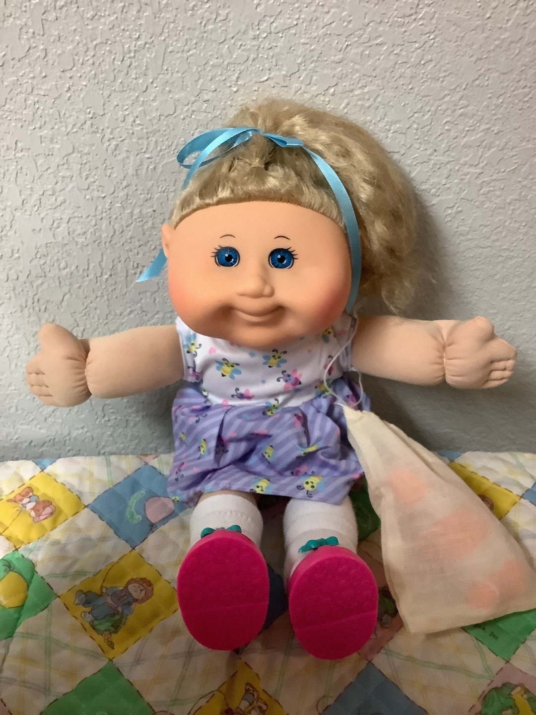 Cabbage Patch Kid Girl Blonde Cornsilk Single Ponytail Blue - Etsy