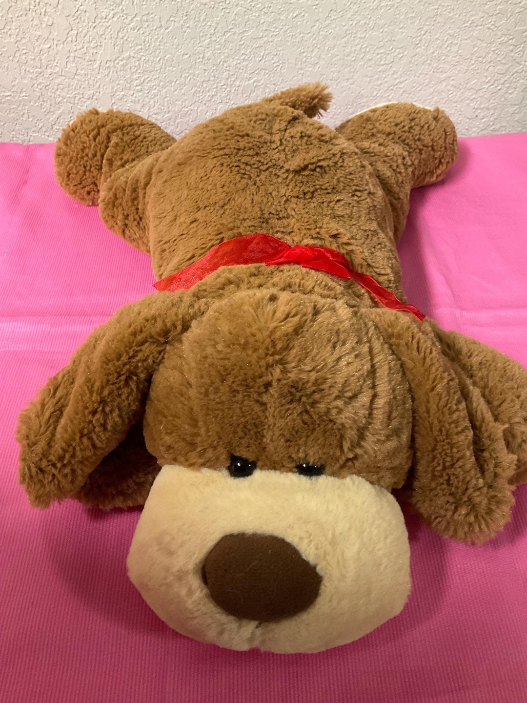 Goffa International Plush Floppy Brown Dog With Red Bow Stuffed Animals ...