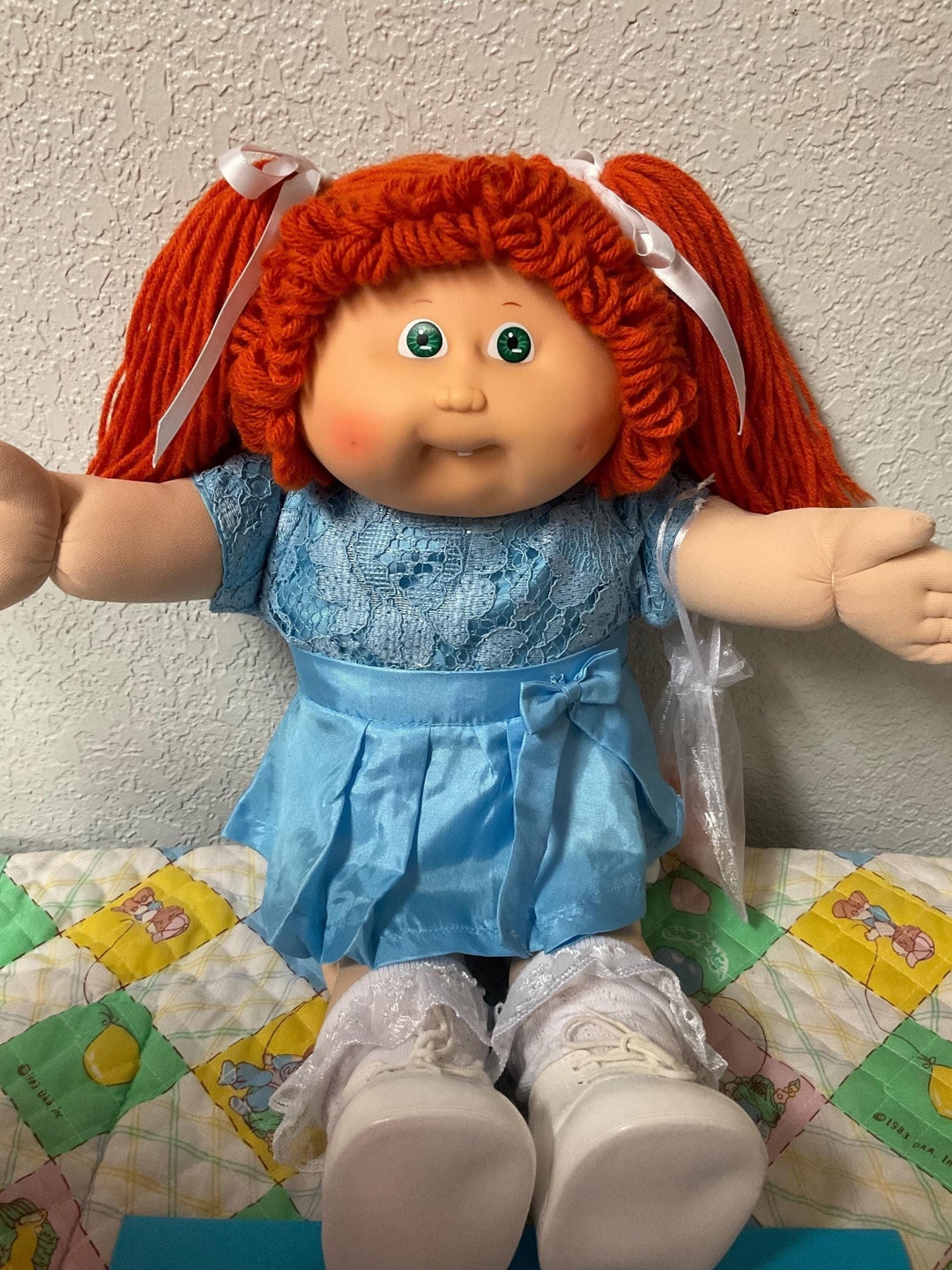 Vintage Cabbage Patch Kid Girl Red Hair Green Eyes P Factory Head Mold ...
