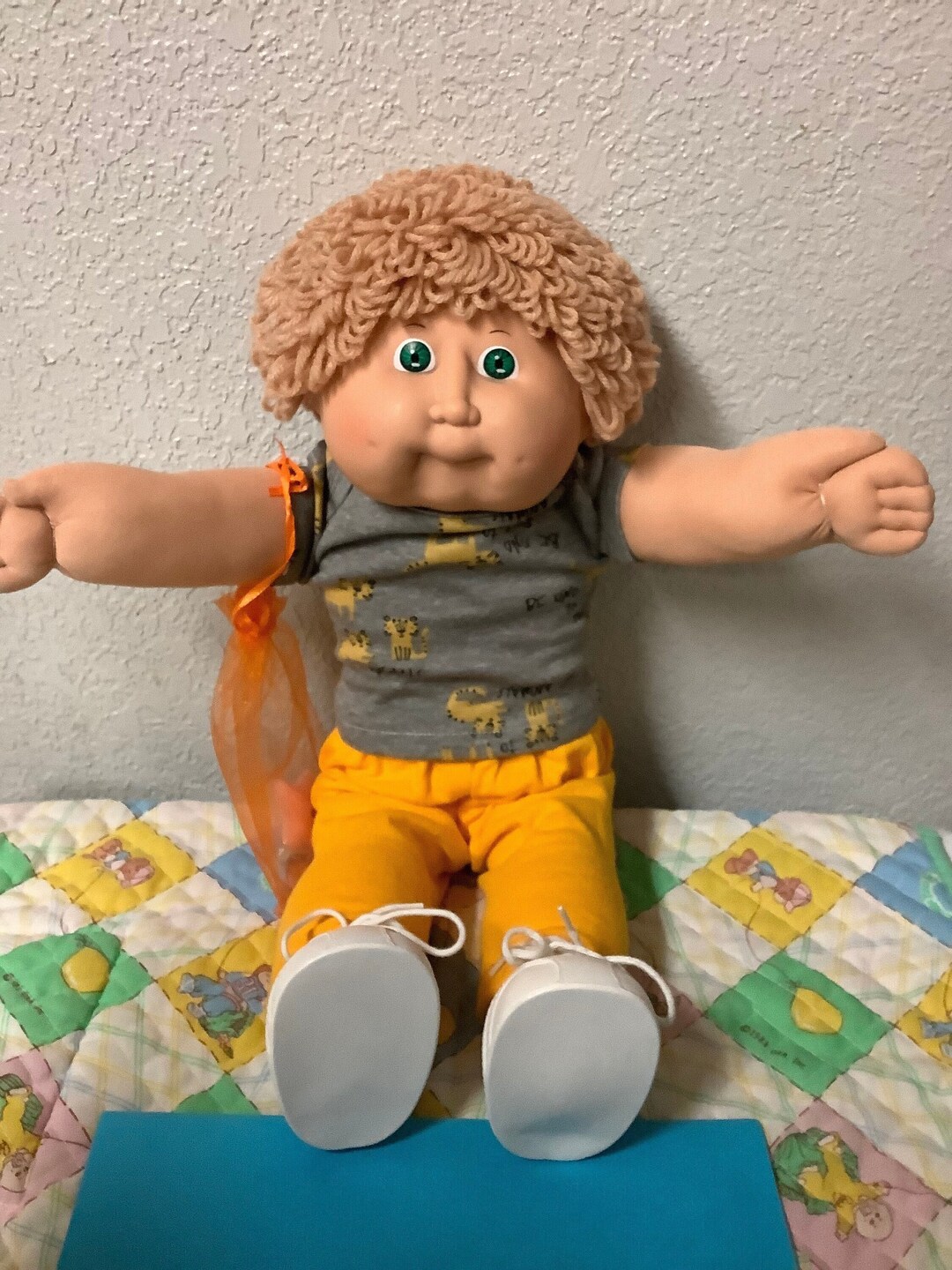 RARE Vintage Cabbage Patch Kid Boy Head Mold 12 P&L on Tag Wheat Loops ...