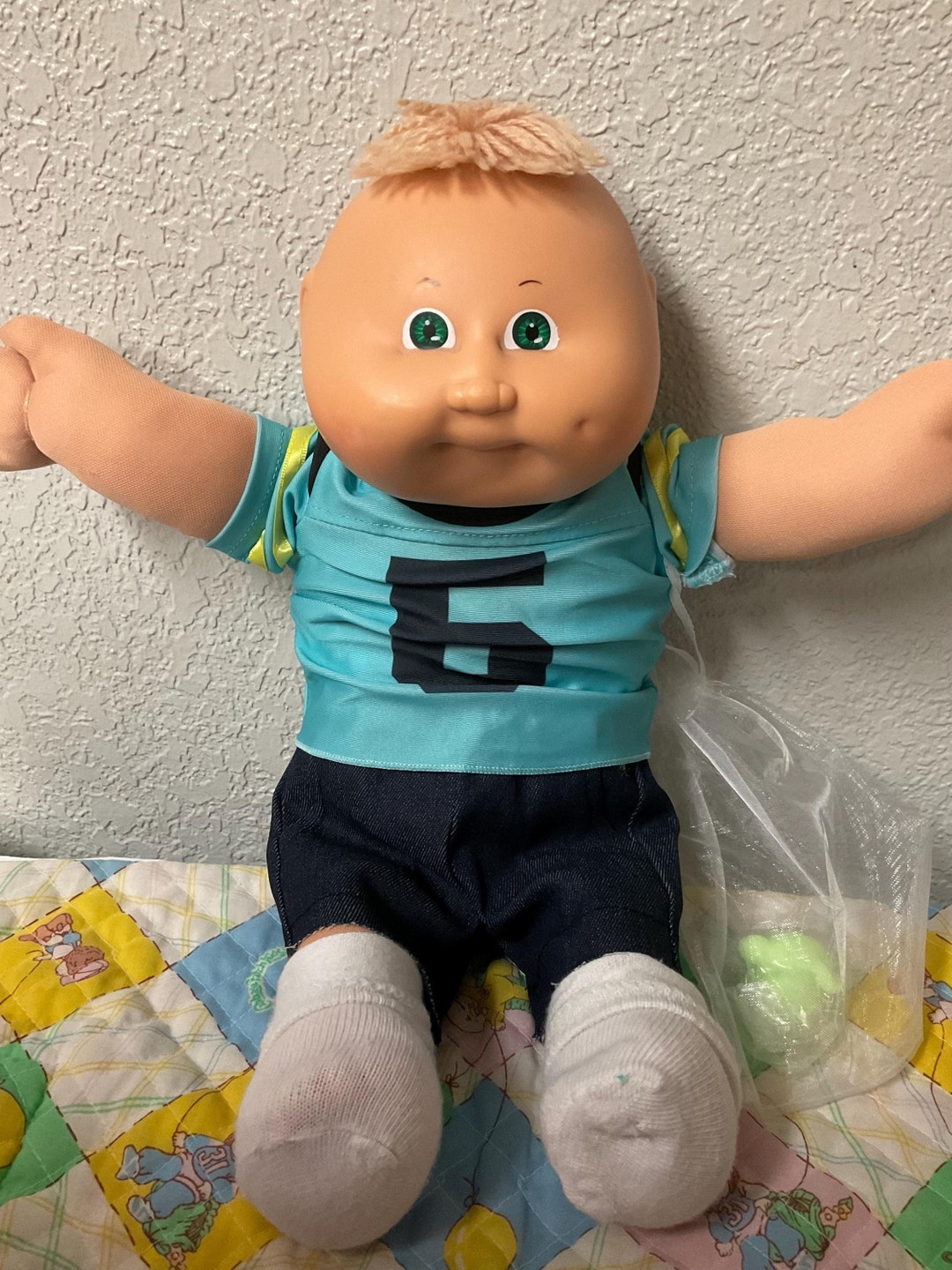 Vintage Cabbage Patch Kid Preemie Boy Wheat Tuft of Hair Green Eyes Head Mold #3 1985 ...