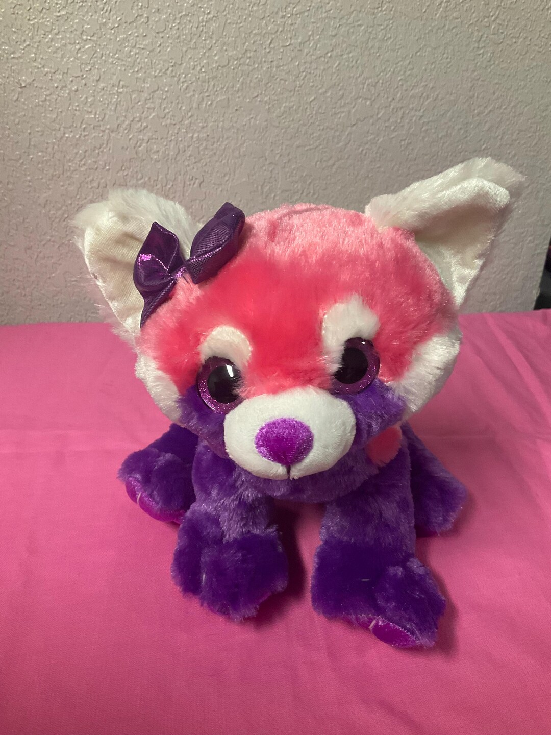 Wild Republic Red Panda Plush Toy: Pink, Purple, and White With Bow - Etsy