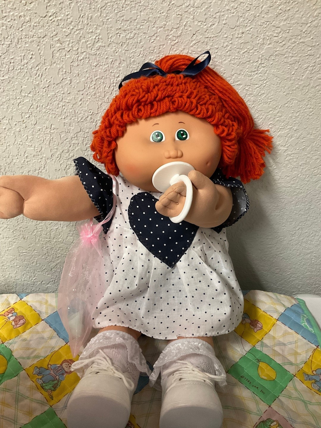 RARE Vintage Cabbage Patch Kid Girl With Pacifier HM6 Red Single Poodle ...