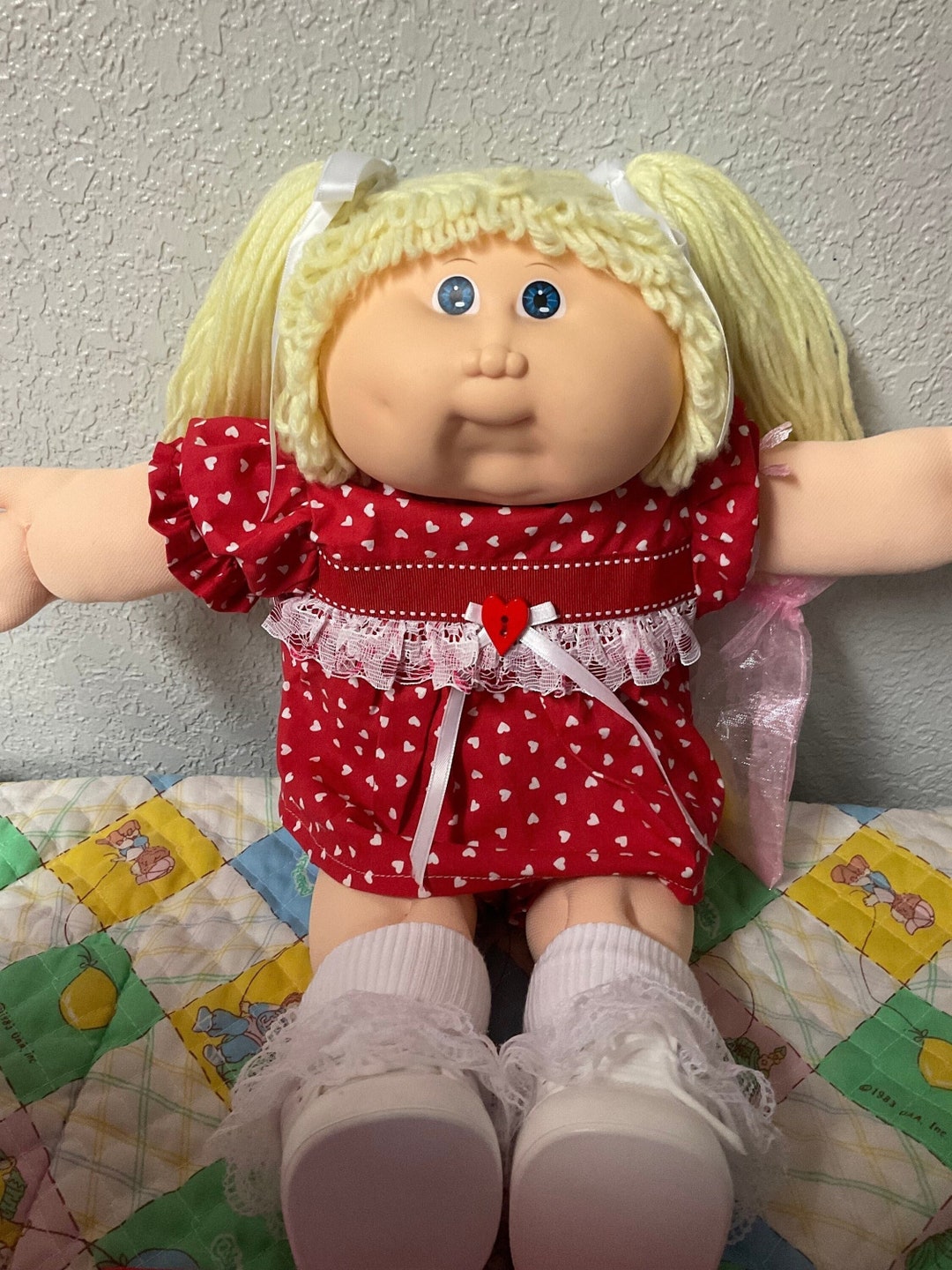 Vintage Cabbage Patch Kid Girl Lemon Hair Blue Eyes HTF HM#14 1987 ...