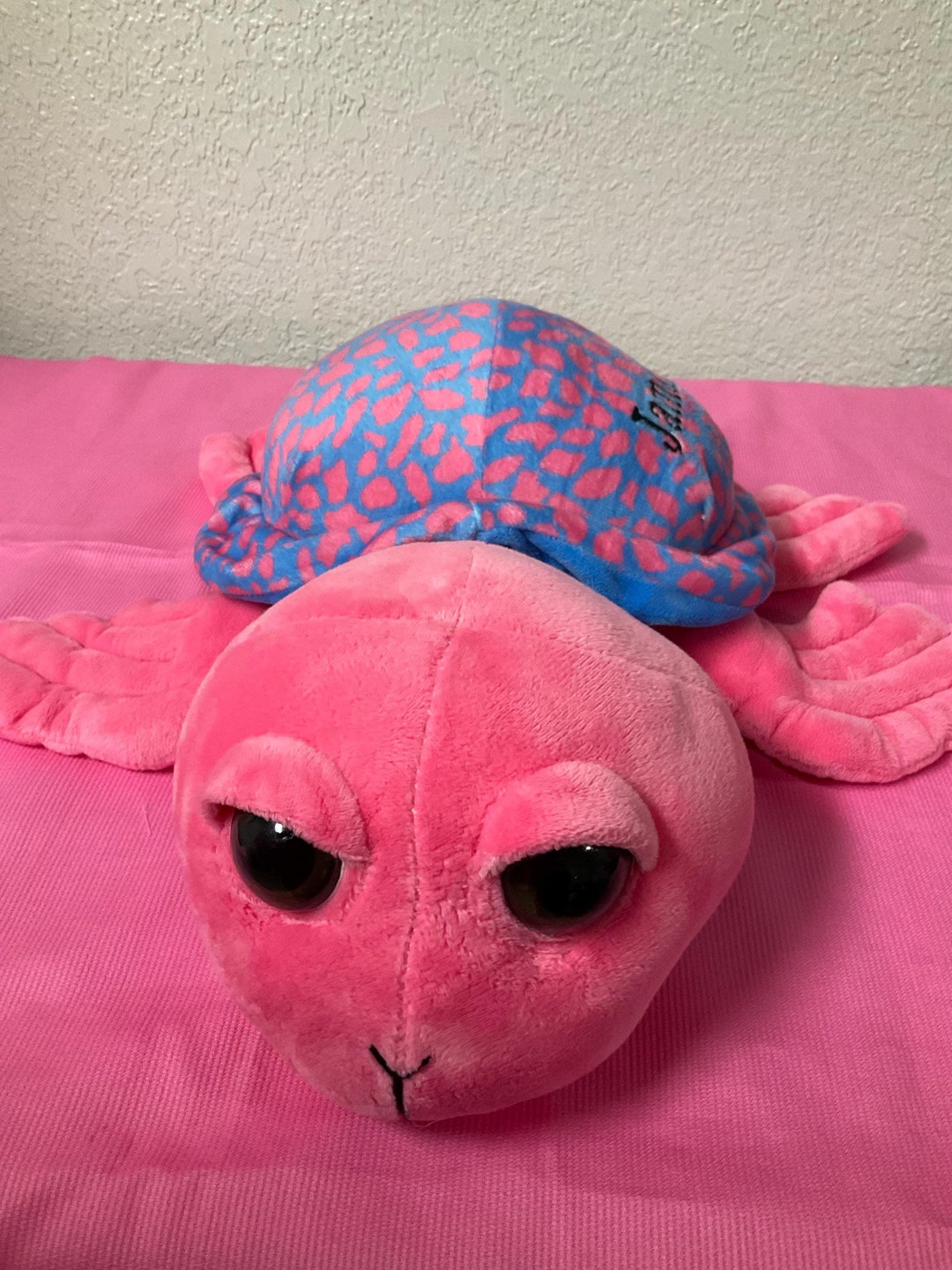 Blue and Pink Stuffed Turtle Plush: Jamaica Souvenir - Etsy