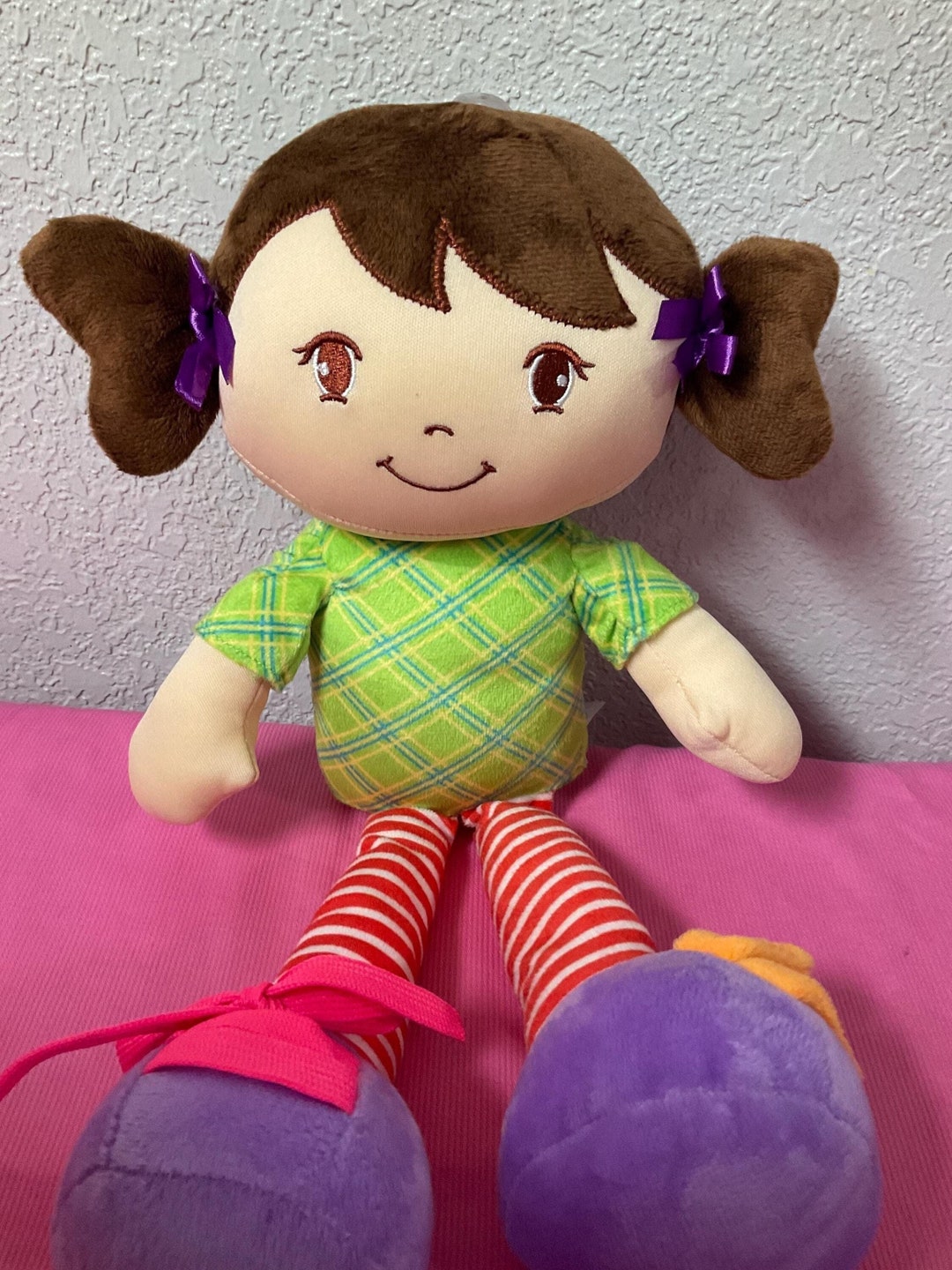 Linzy Toys Plush Girl Doll: Brown Hair, Brown Eyes - Etsy