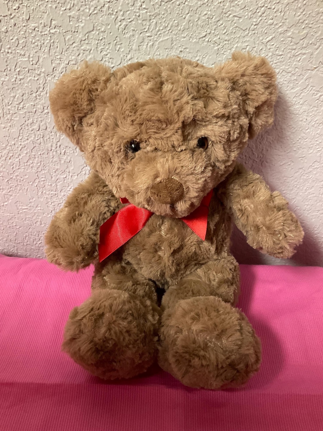 Bobbi the Bear: Brown Plush Teddy Bear With Red Ribbon Stuffed Animals ...
