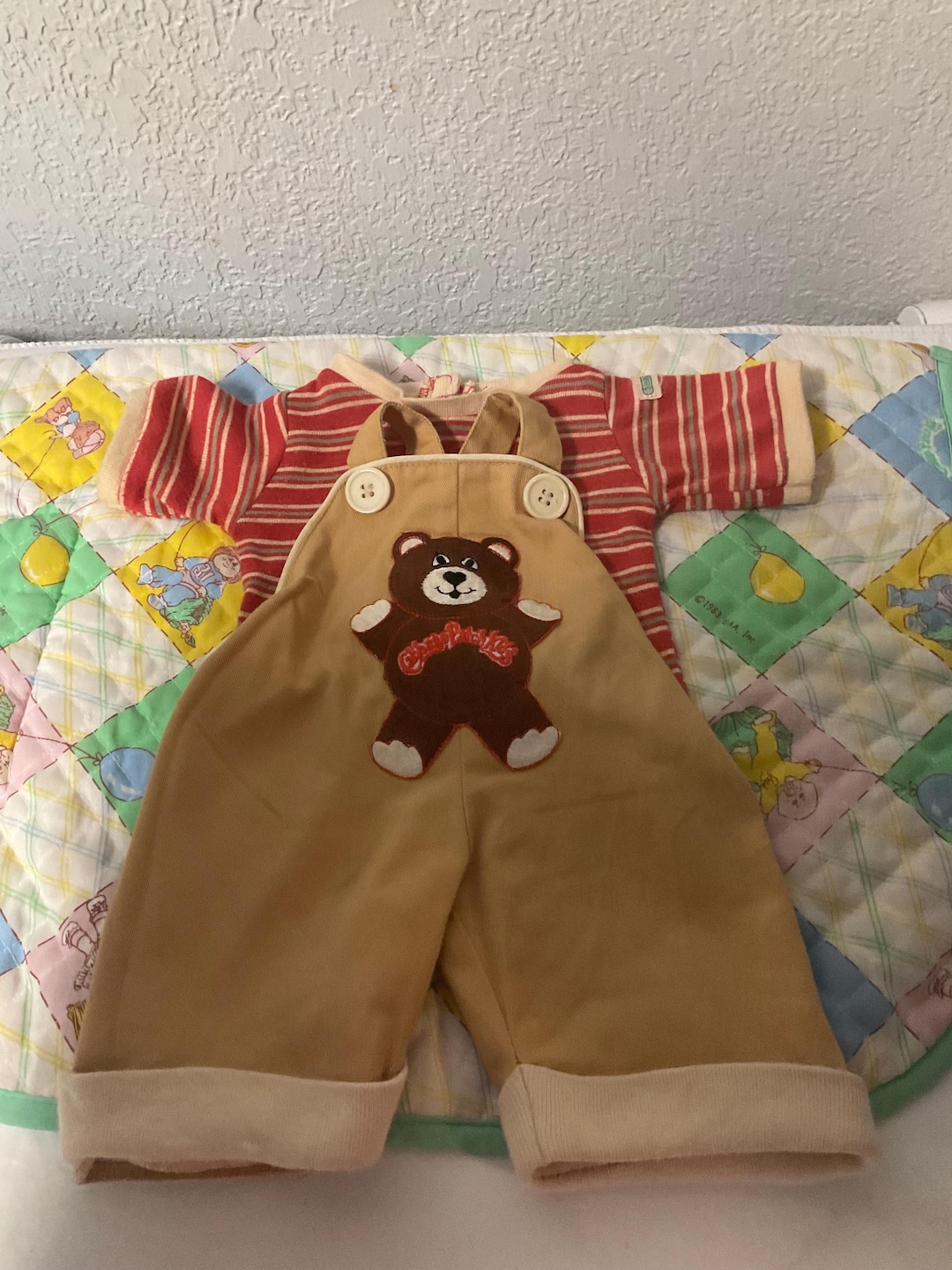 Vintage Cabbage Patch Kids Authentic Teddy Bear Overalls & Matching ...