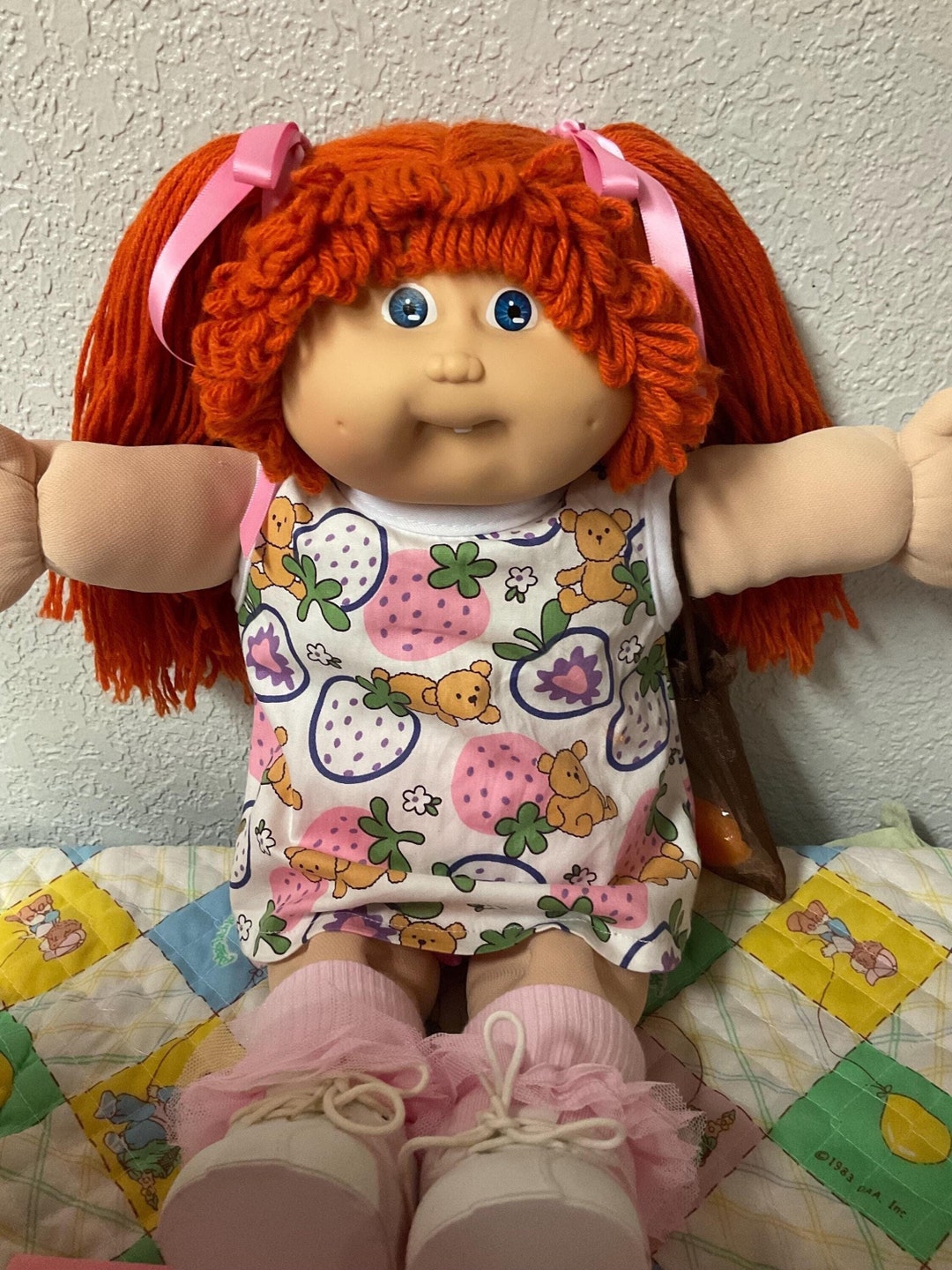 Vintage Cabbage Patch Kid Girl Red Hair Green Eyes KT Factory Head Mold ...