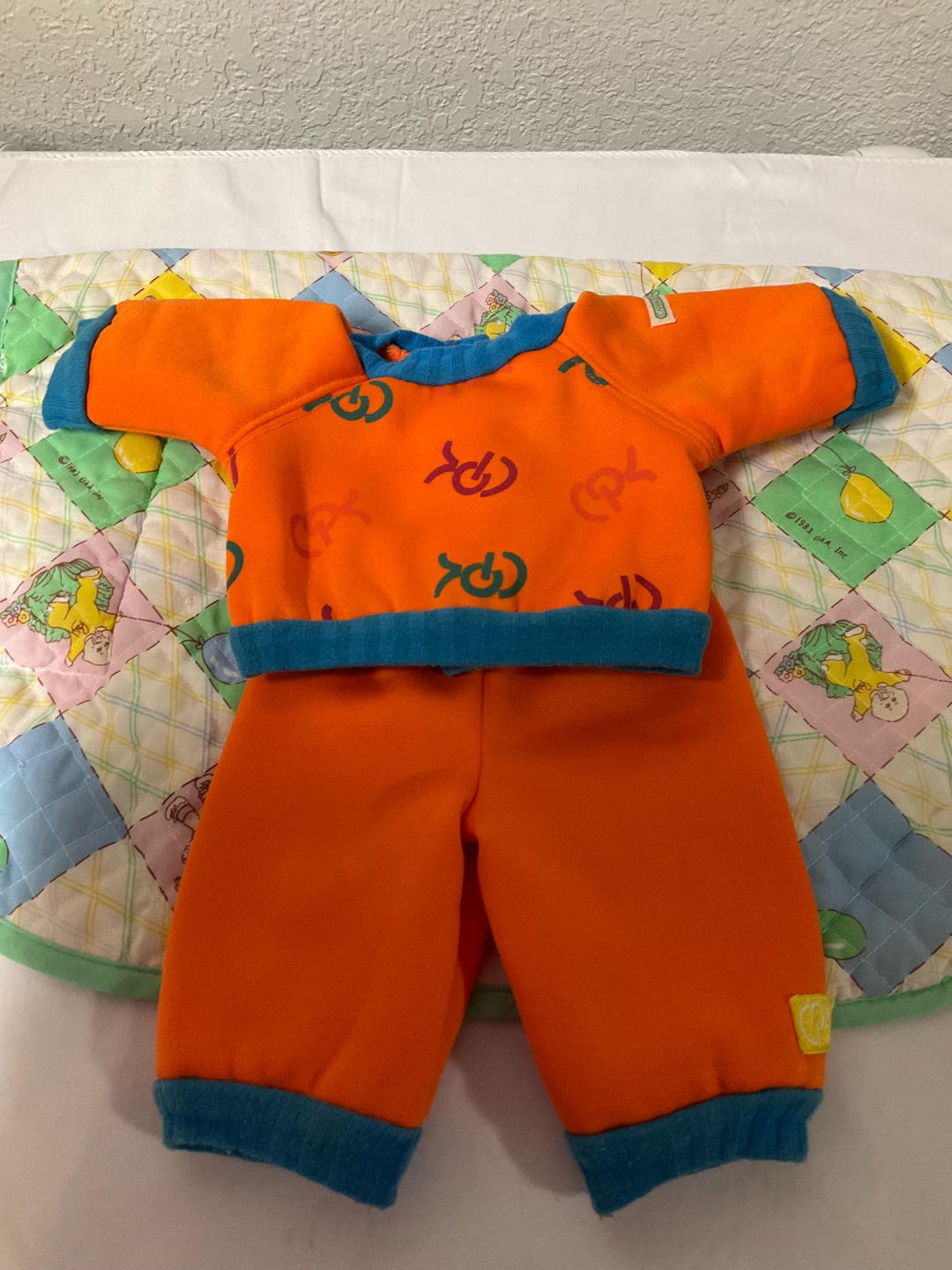 Vintage Cabbage Patch Kids Designer Line Orange & Blue Sweatsuit OK ...