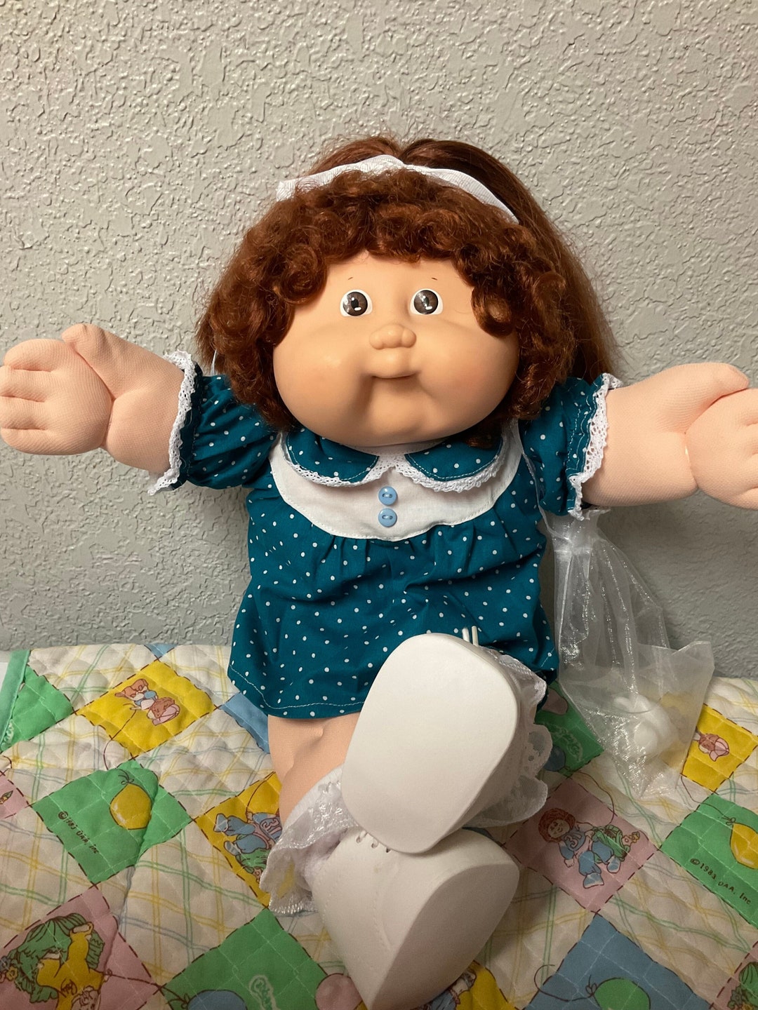 RARE Vintage Cabbage Patch Kid Girl Brown Cornsilk Single Ponytail Brown Eyes HM17 1987 ...