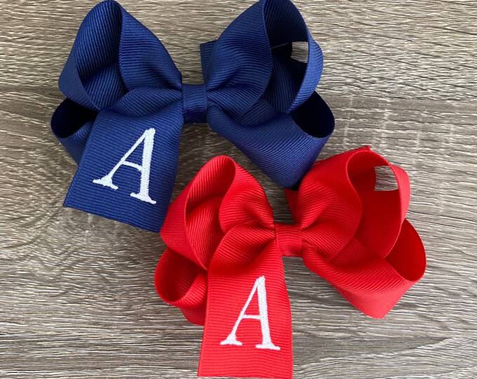 4 or 5 Inch Single Letter Monogrammed Hair Bow, Personalized Boutique ...