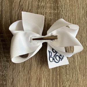 5 Inch Monogrammed Boutique Hair Bows, Initial Embroidered Bow ...