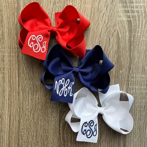 5 Inch Monogrammed Boutique Hair Bows, Initial Embroidered Bow ...