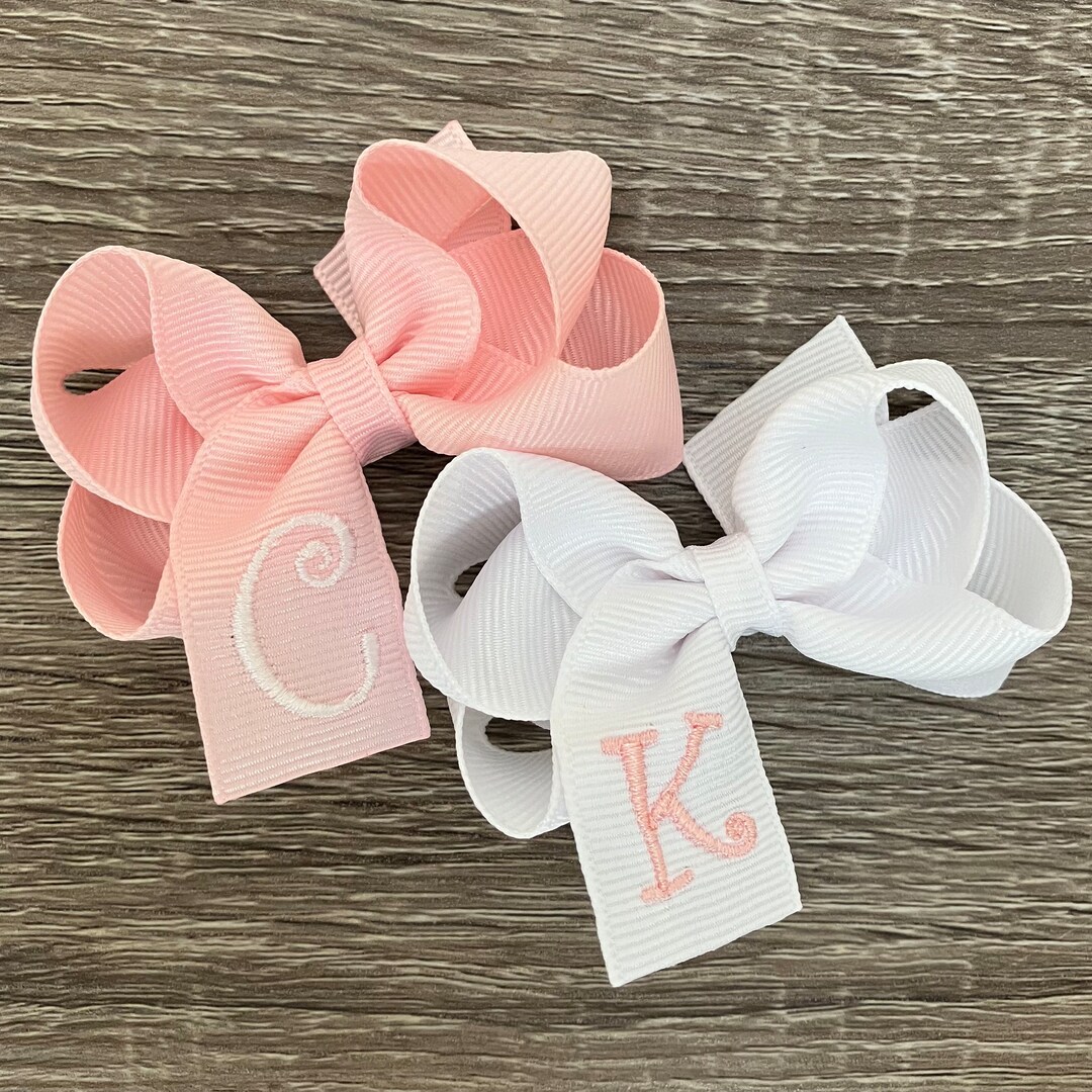 2.5 Inch Single Letter Monogrammed Hair Bow, Small Boutique Bows ...