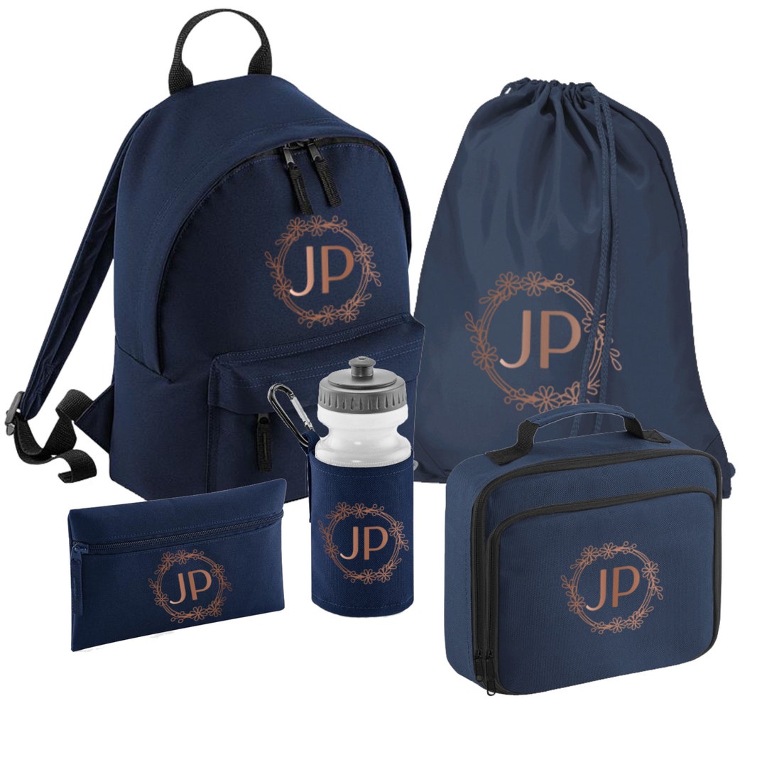 Personalised Back to School Set Including Backpack, Lunch Bag, P.E. Bag ...
