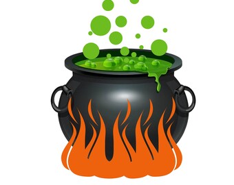 Cauldron With Fire Svg - Etsy