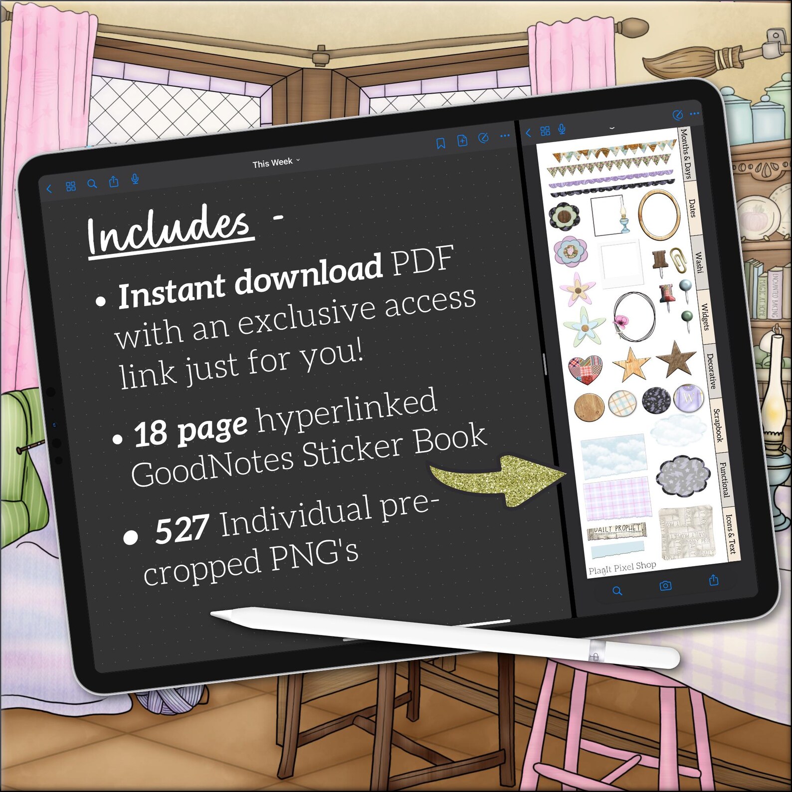 The Burrow Digital Planner Stickers, Hand-drawn Wizarding PNG ...