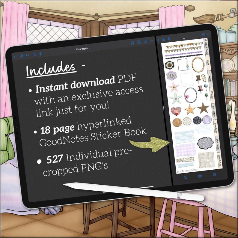 The Burrow Digital Planner Stickers, Hand-drawn Wizarding PNG ...