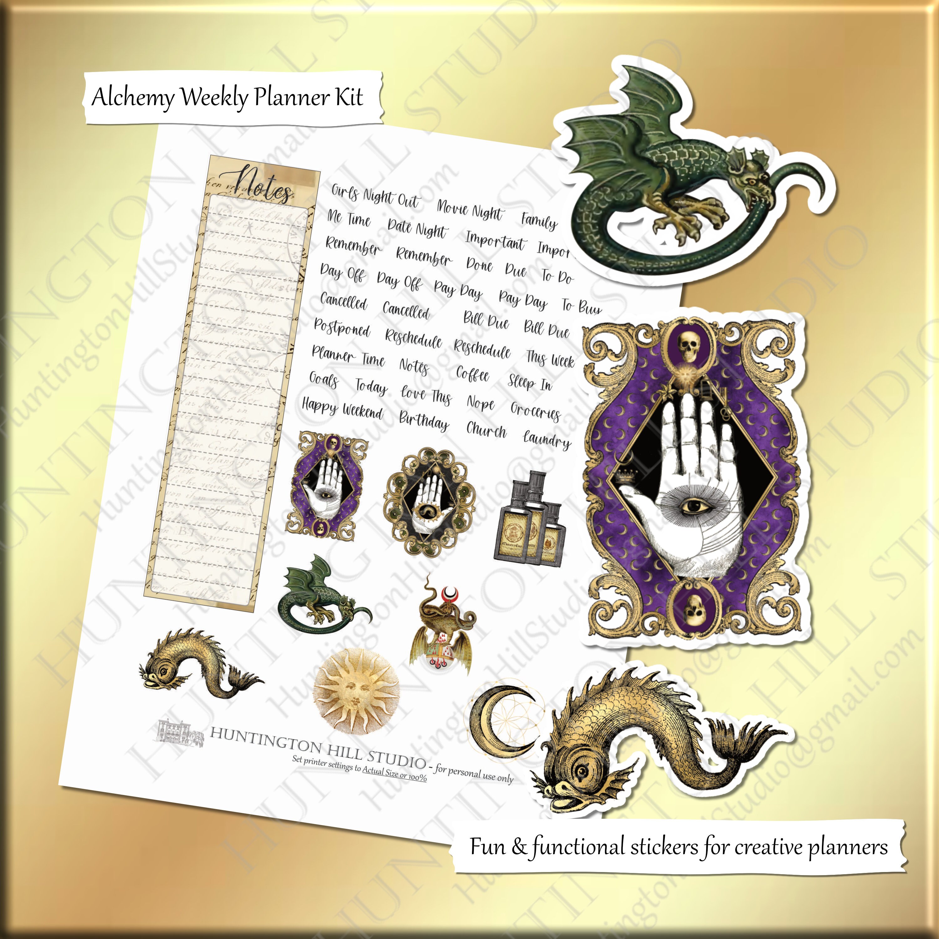 Printable Alchemy Planner Stickers, Weekly Sticker Kit, HPC Kit ...