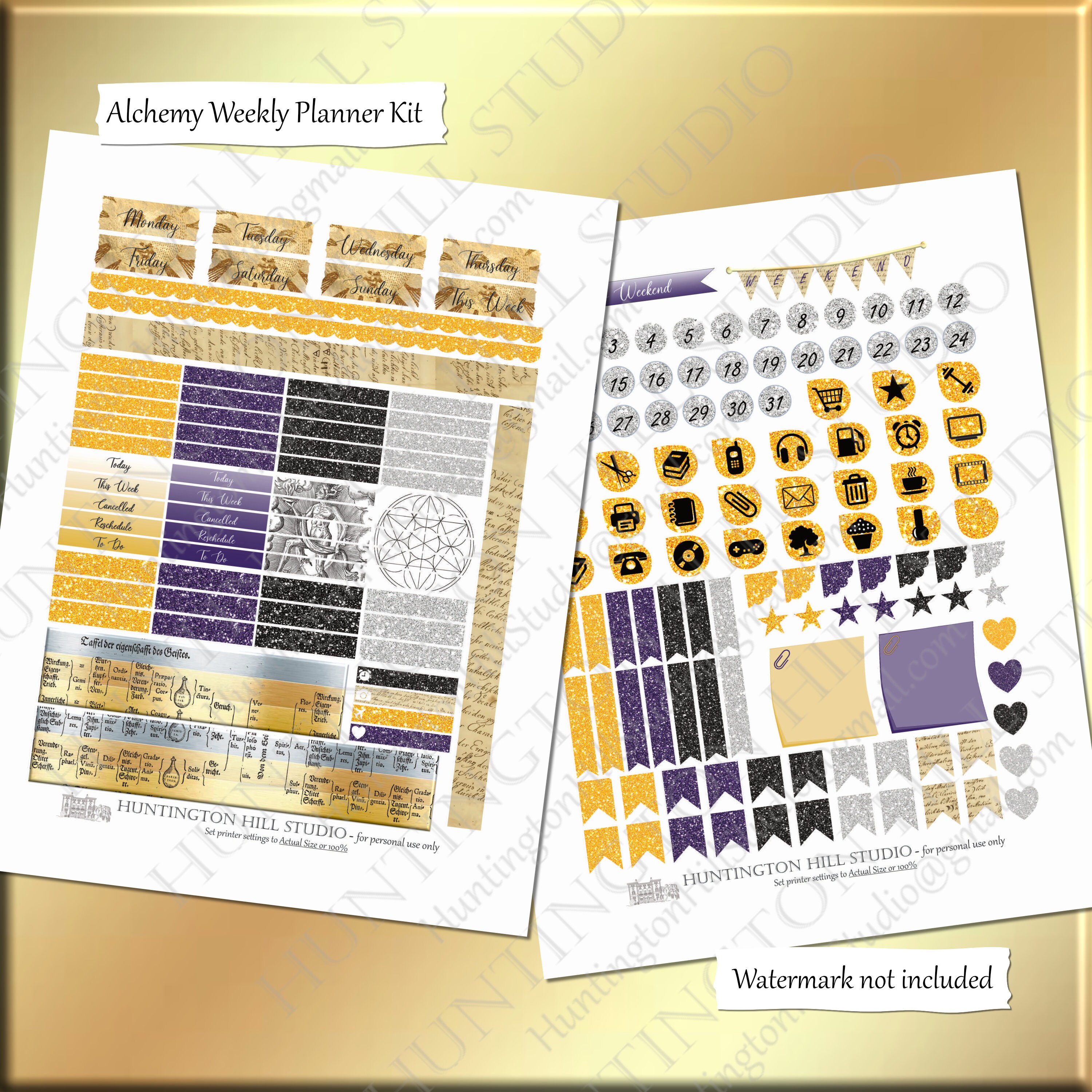 Printable Alchemy Planner Stickers, Weekly Sticker Kit, HPC Kit ...
