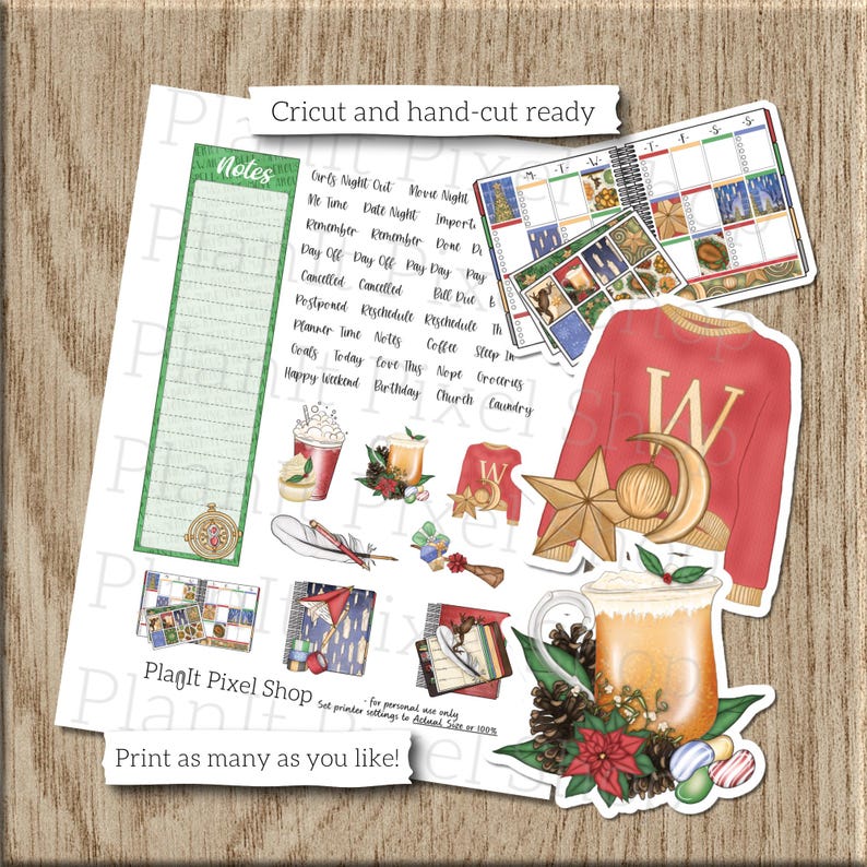 Printable Wizarding Christmas Planner Stickers, EC Vertical Weekly ...