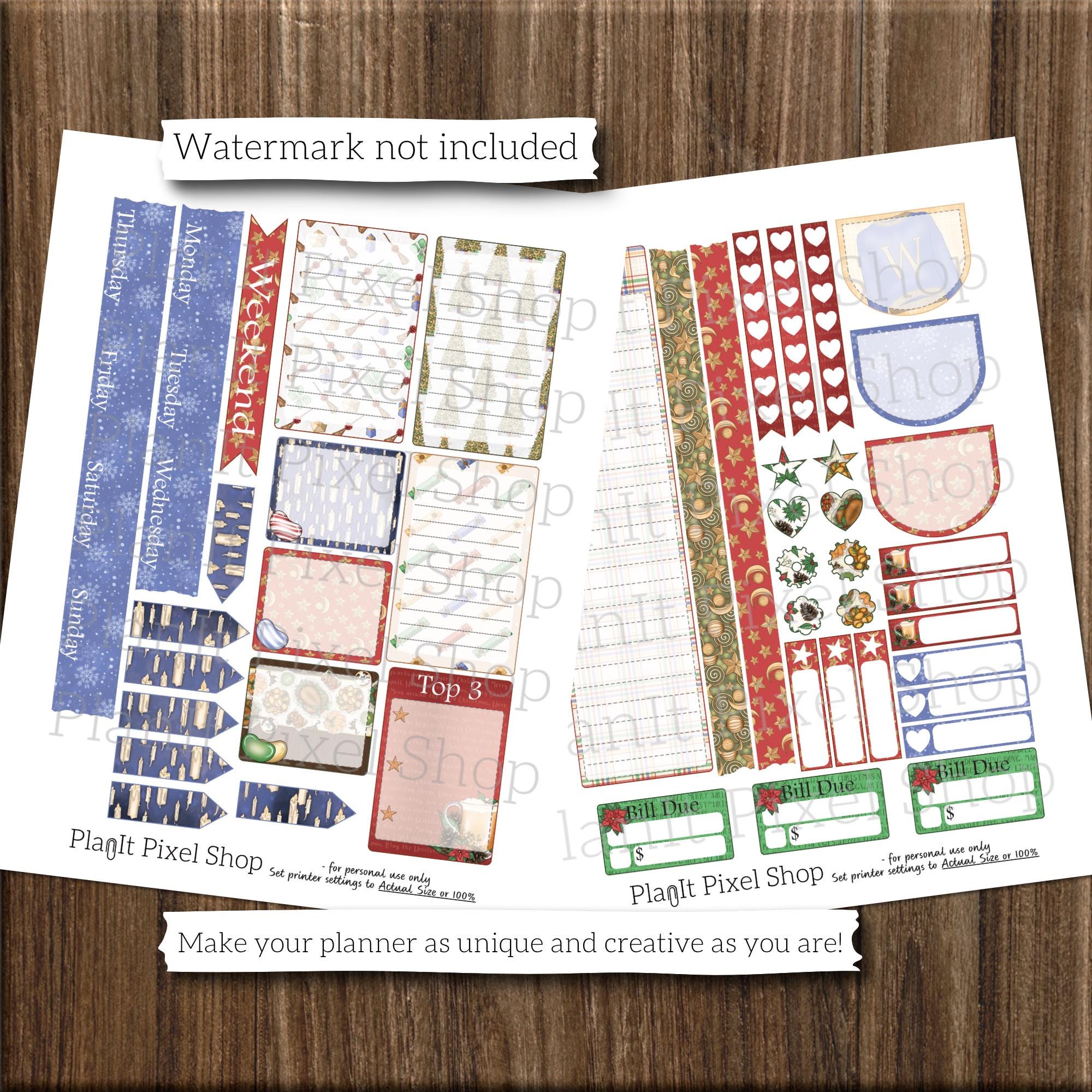 Printable Wizarding Christmas Planner Stickers, Magic School Solstice ...