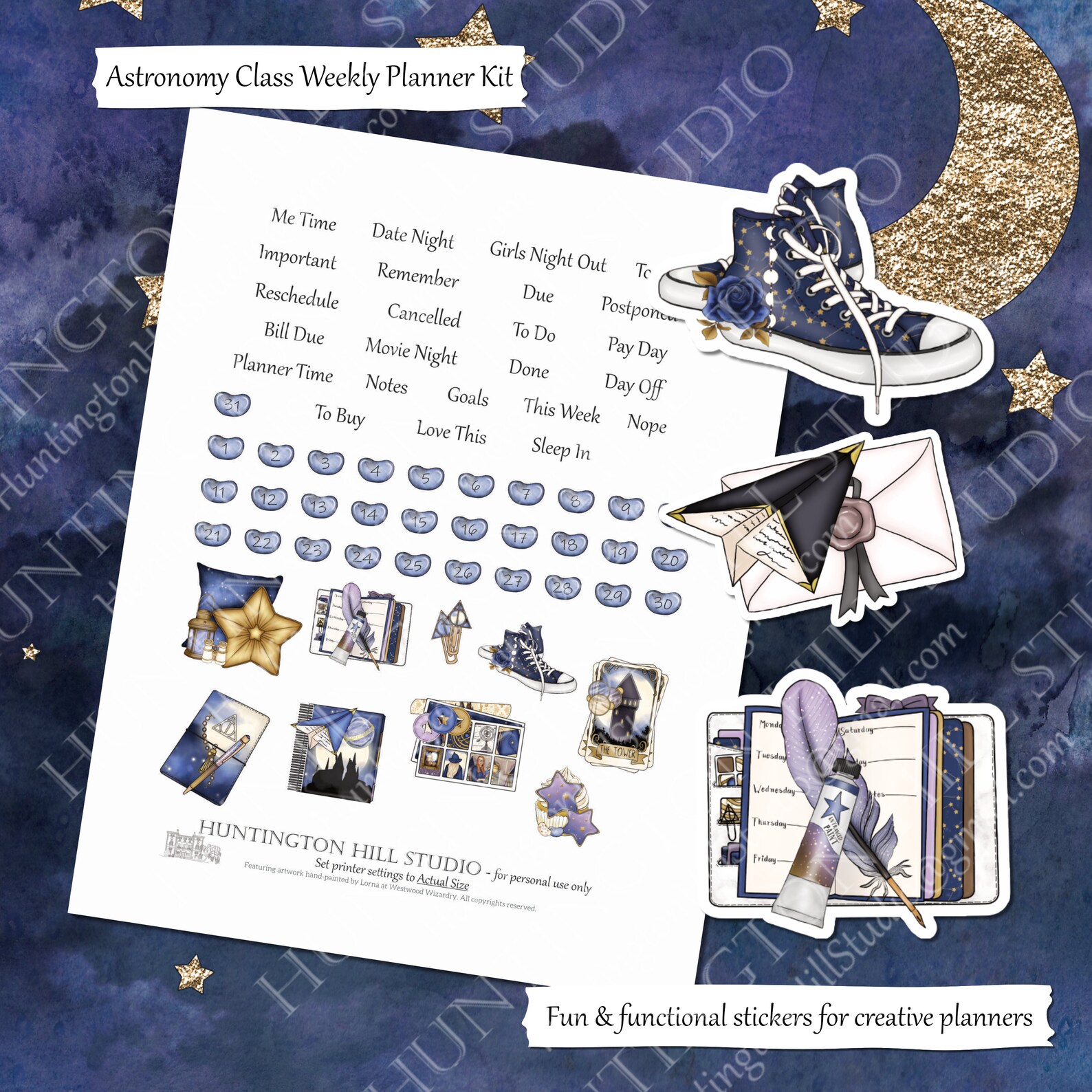 Printable Astronomy Class Planner Stickers Weekly Sticker - Etsy