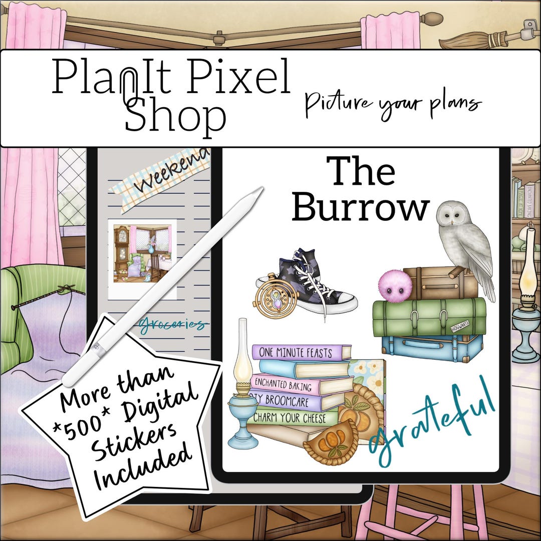 The Burrow Digital Planner Stickers, Hand-drawn Wizarding PNG ...