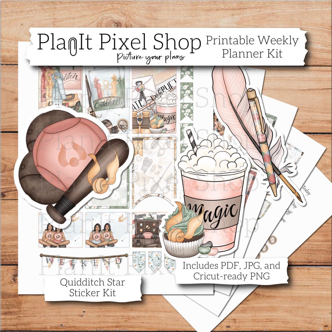 Printable Quidditch Star Planner Stickers, HP Big Weekly Wizarding ...