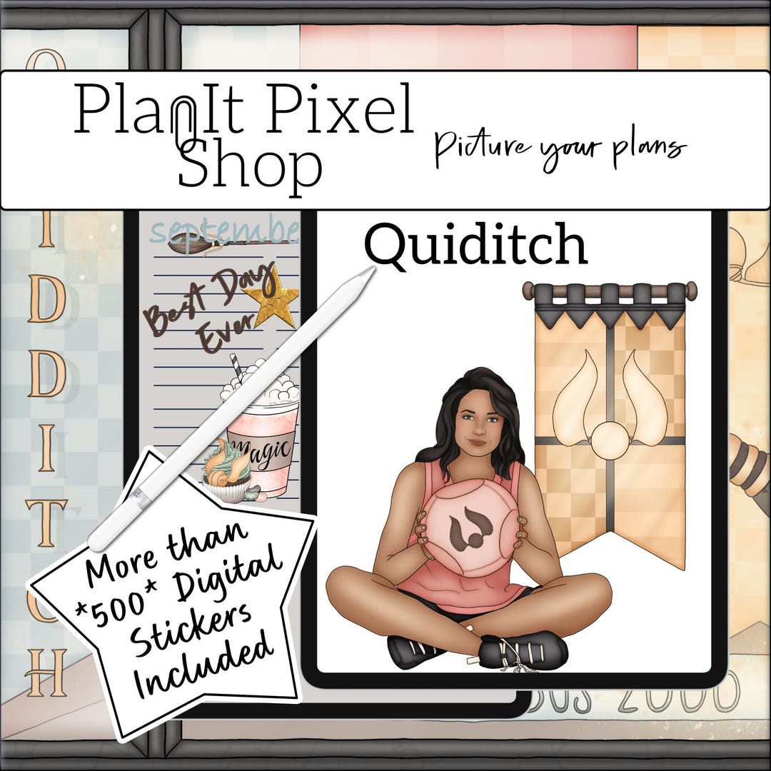 Quidditch Digital Planner Stickers, Hand-drawn Wizarding PNG Precropped ...