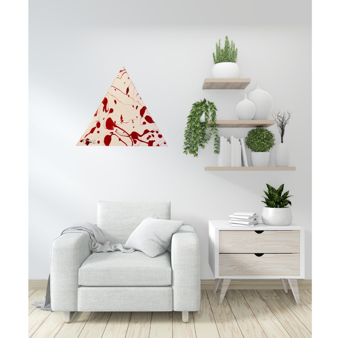 Hand Painted Abstract Art on Triangle Canvas. - Etsy