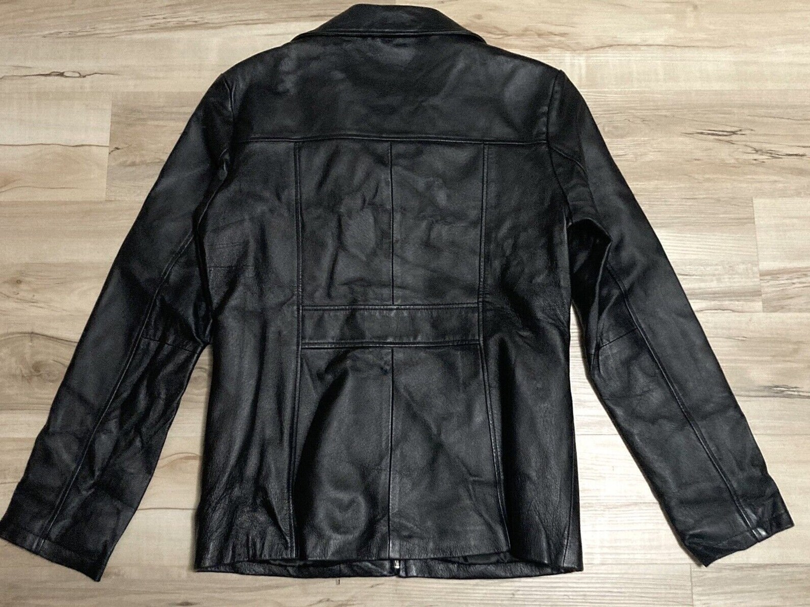 Real Work Wear Leather Coat Vintage Womens Size LARGE Black Leather ...