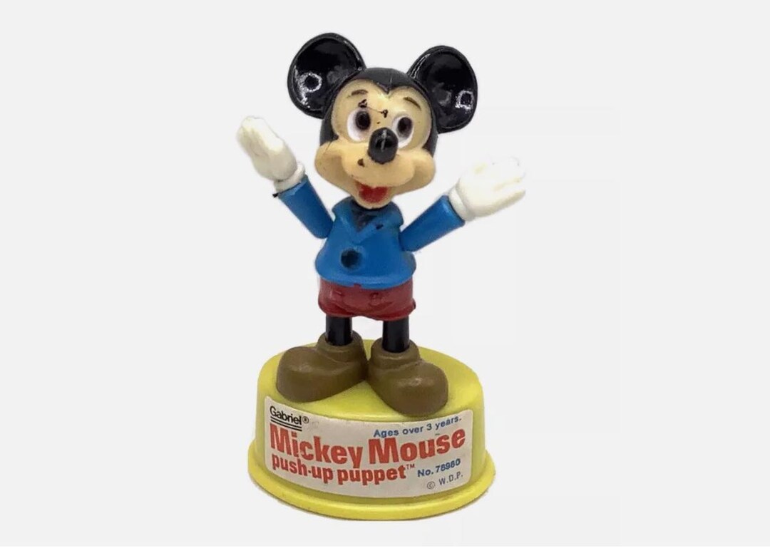 1977 DISNEY Mickey Mouse Push-up Puppet, Vintage Children's Toy Gabriel ...