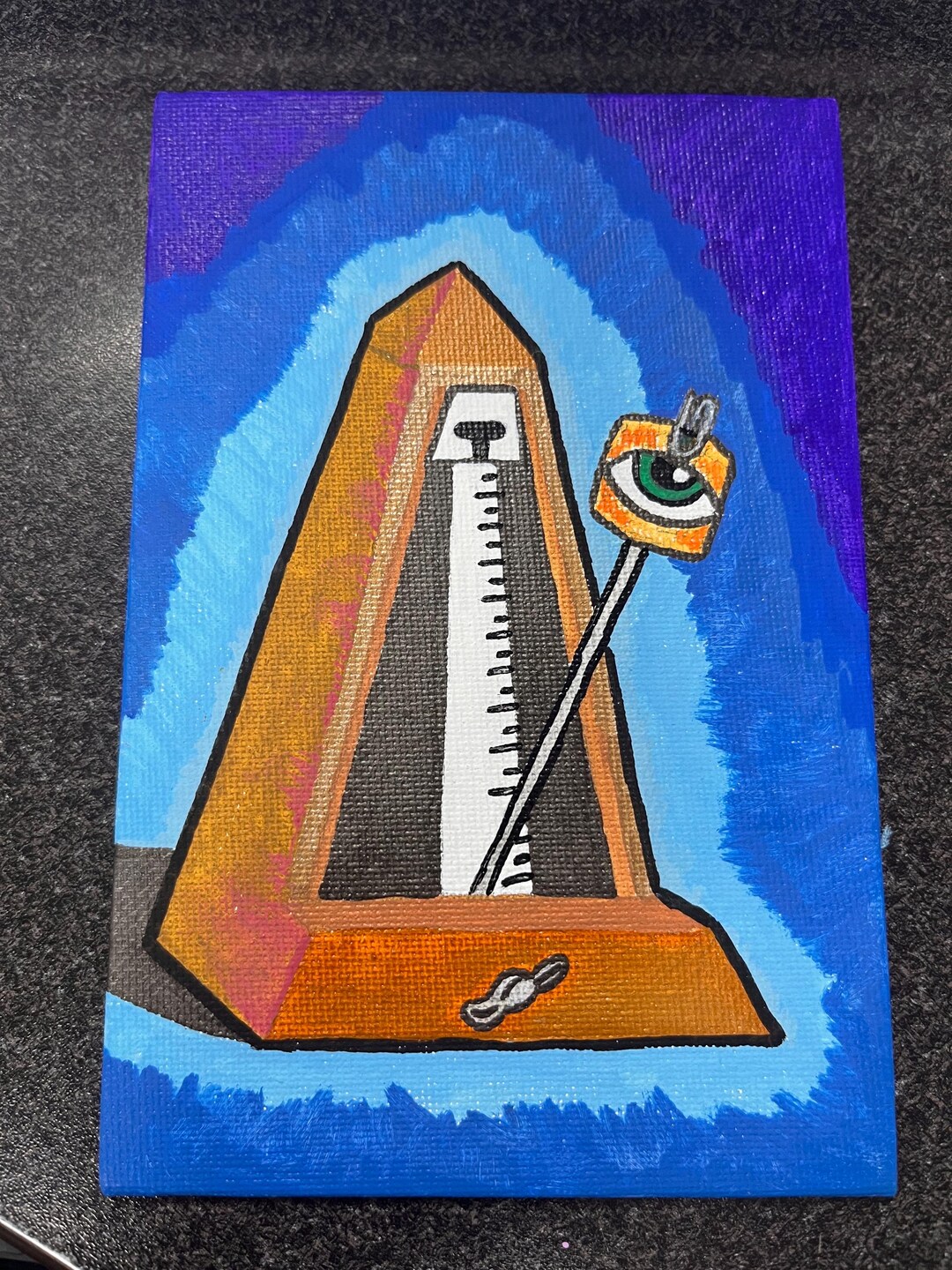 Always Late -metronome Art Painting on Canvas 4x6 -original Hand ...