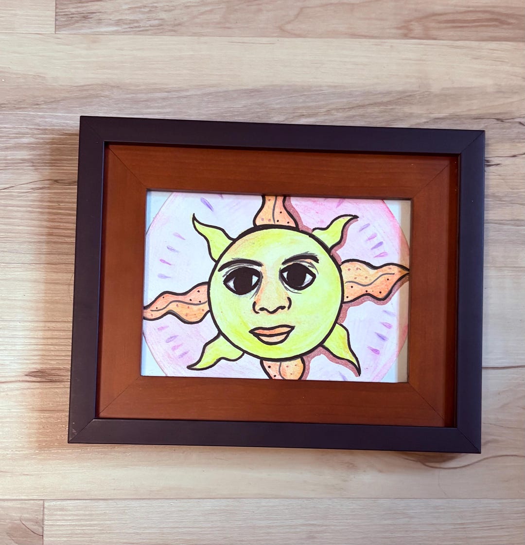 Framed Art 8x10 - Sunshine Hand Painted Art - Watercolor Paint & Ink on ...