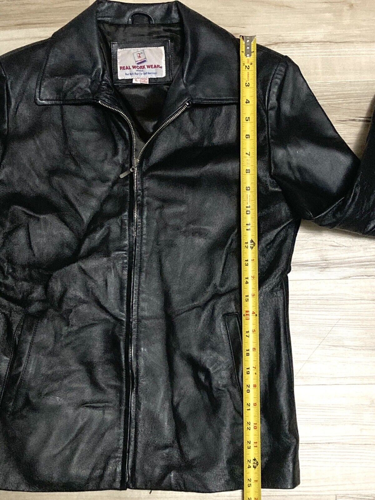 Real Work Wear Leather Coat Vintage Womens Size LARGE Black Leather ...