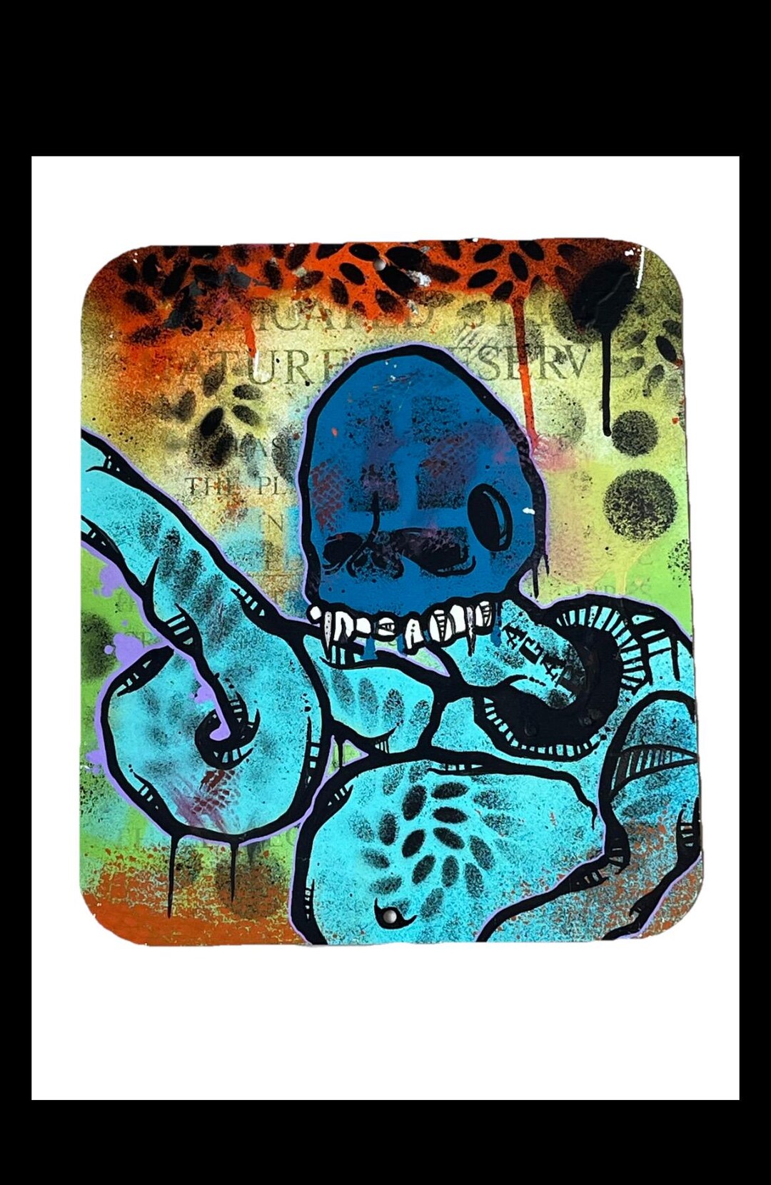 Art Painting on 14" X 12" Steel Metal Street Sign, Original Graffiti ...