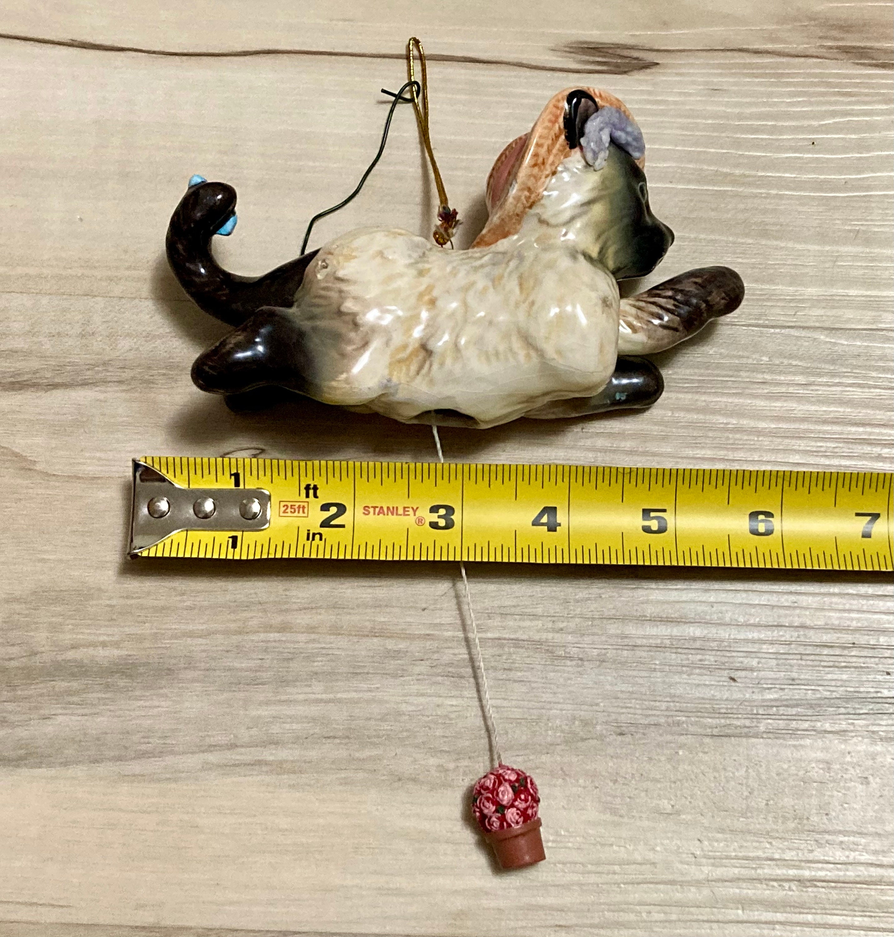 Rare Vintage Siamese CAT Christmas Ornament Black Kitty Porcelain ...