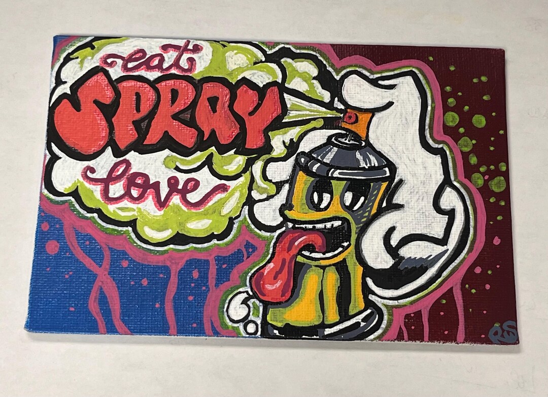 Eat, Spray, Love Graffiti Painting: Original Street Art on Canvas - Etsy