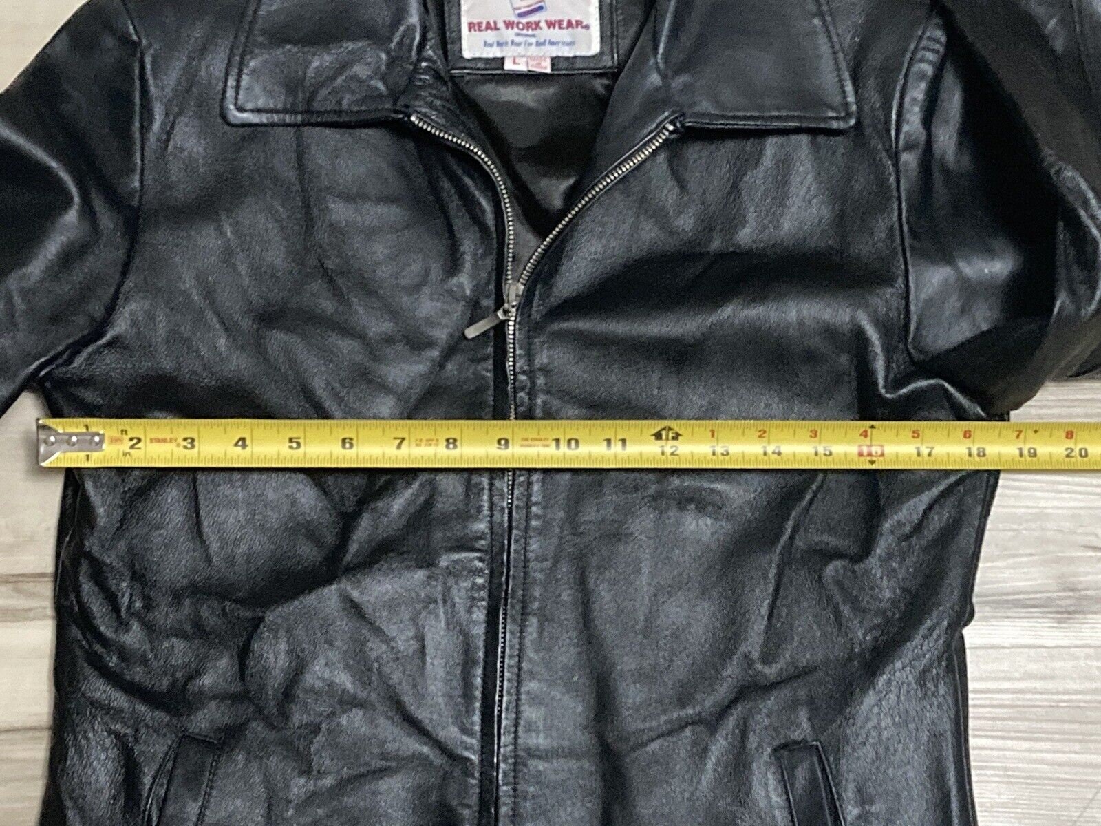 Real Work Wear Leather Coat Vintage Womens Size LARGE Black Leather ...